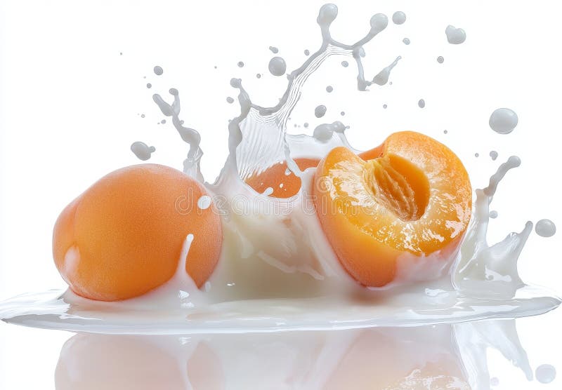 Background with Transparent Apricot Milk Splash. Stock Image - Image of ...
