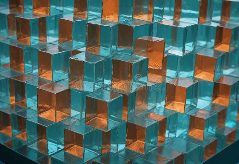 Background of Transparent Glass Blocks in Different Shapes on Blue ...
