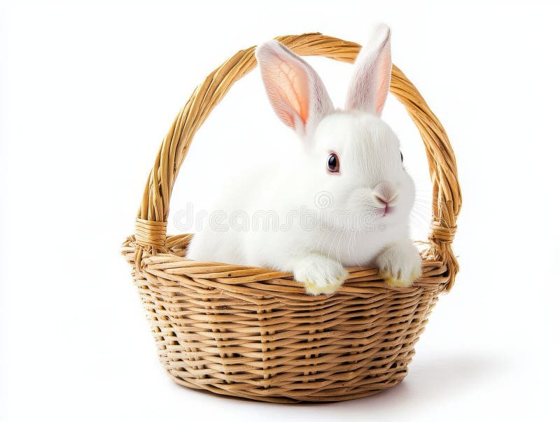 Background of Transparent White Rabbit with Basket in the Foreground ...