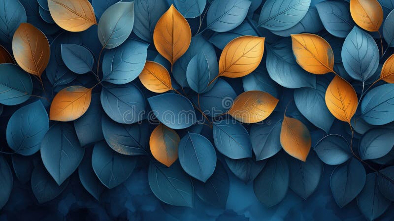 Background Tree Leaves in Blue and Yellow Colors Stock Illustration ...