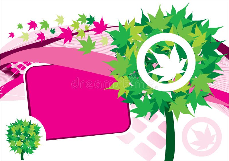 Background with Tree and Pink Banner Stock Vector - Illustration of ...