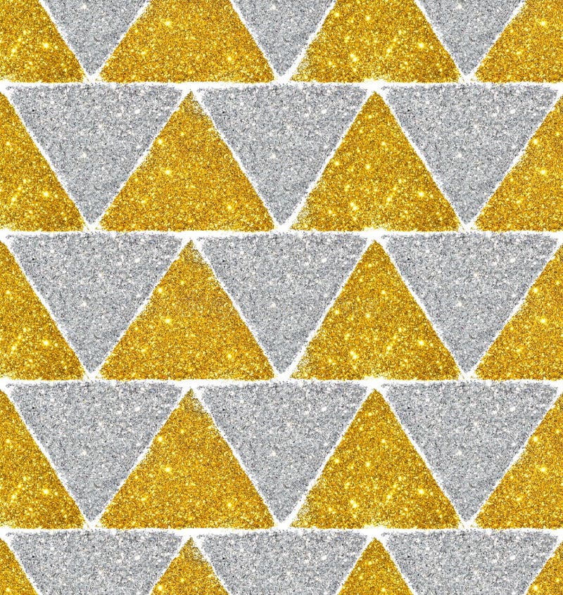 Background with Triangles of Golden and Silver Glitter, Seamless ...