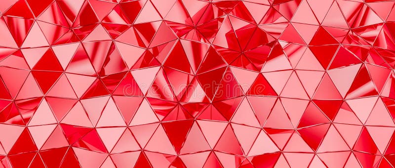Background with Triangular Polygons in Red Color Stock Illustration ...
