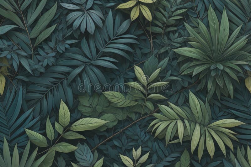 Background with Tropical Leaves. Vector Illustration in Trendy Flat ...