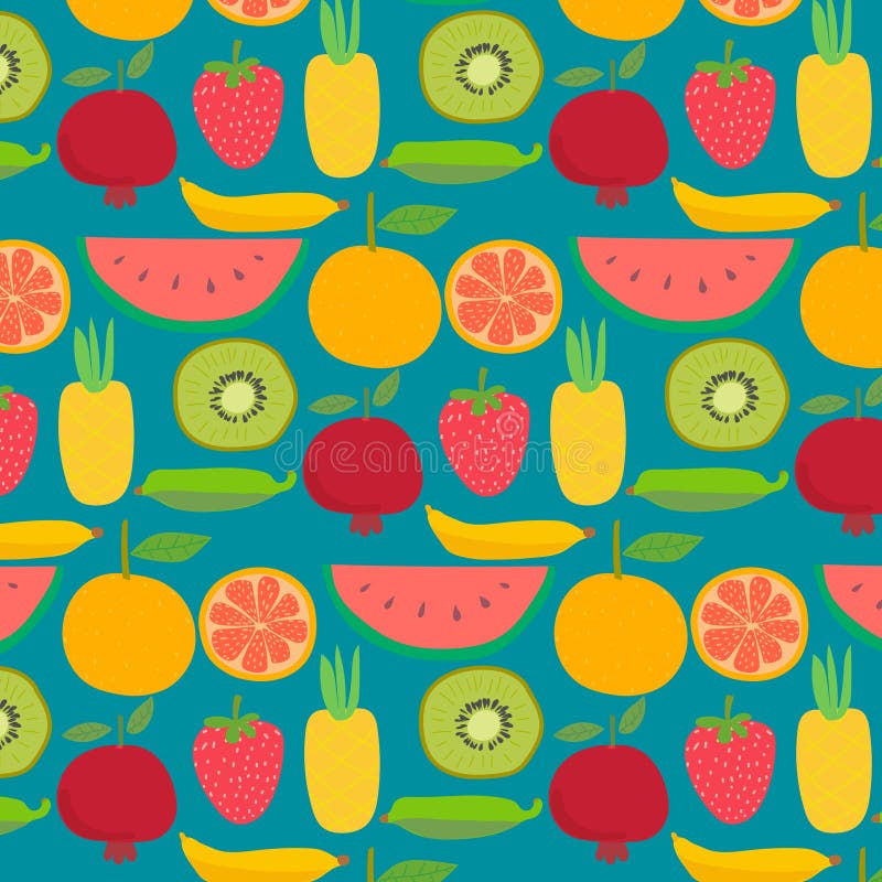 Cute Fruits Pattern Background. Stock Vector - Illustration of color ...