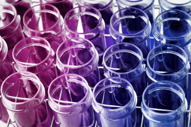 Rack with Plastic Tubes in Research Laboratory Stock Image - Image of ...