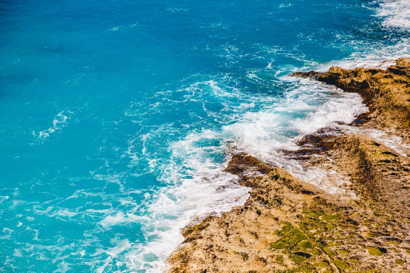 Background Turquoise Water Sea with Stones Beach, Transparent Bottom ...
