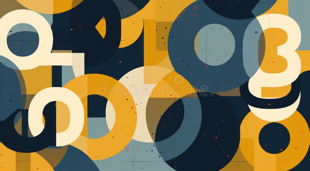 Number and Letterforms in Gray, Ochre and Black Stock Illustration ...