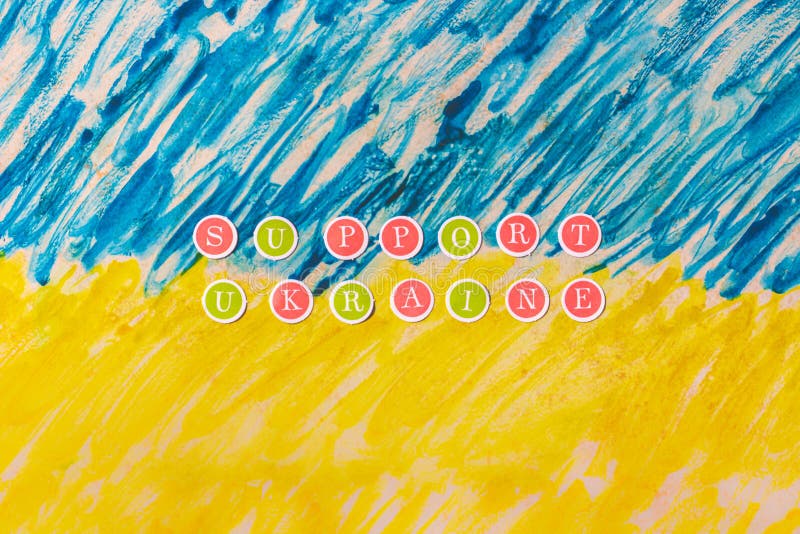 Background with Ukrainian Flag Colors with Inscription Support Ukraine ...