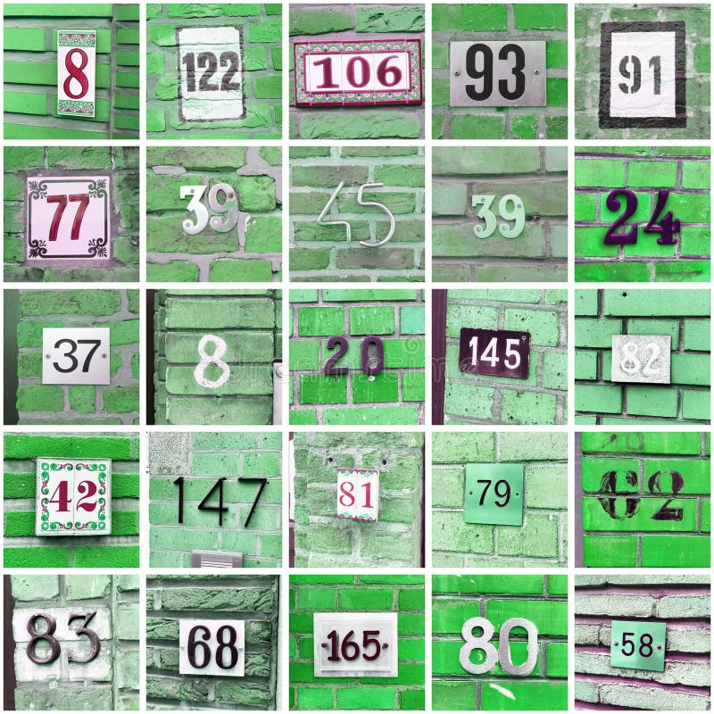 House Numbers, Numbering Collection, Collage Stock Image - Image of ...