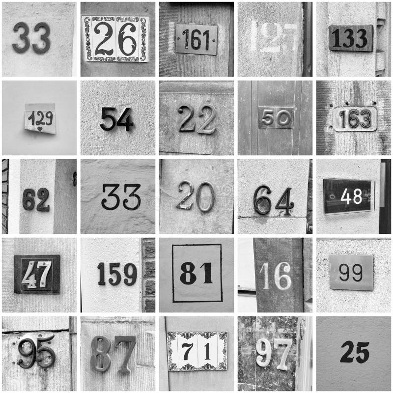 House Numbers, Numbering Collection, Collage Stock Image - Image of ...