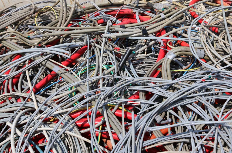 Background of Used Electrical Cables in a Dump Stock Photo - Image of ...