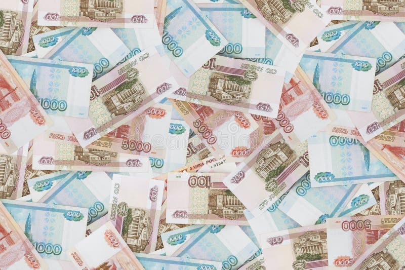 Background from a Variety of Russian Banknotes. Stock Image - Image of ...