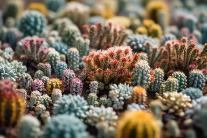 Background Variety of Small Cacti Different Types and Varieties Stock ...