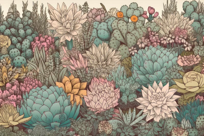 Background Variety of Small Cacti Different Types and Varieties Stock ...