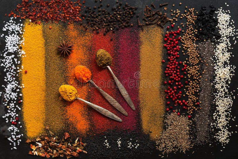 Background of a Variety of Spices. Assorted from Different Spices ...