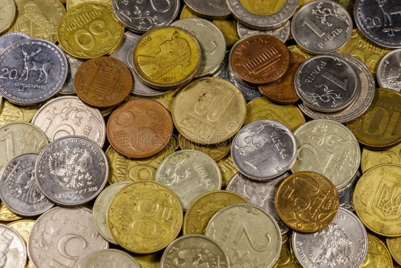 Background of Various Coins from Different Countries Stock Image ...