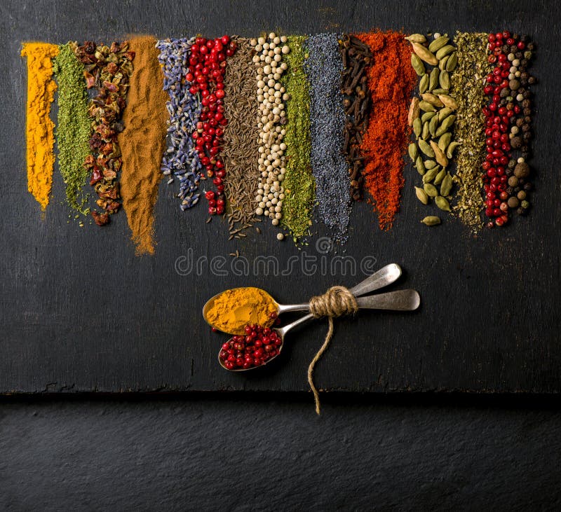 Background of Various Kinds of Dry Spices Stock Photo - Image of ...