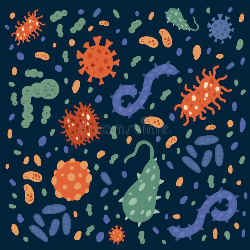 Background with Various Microorganisms. a Pattern with Infectious ...