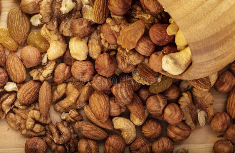Background of Various Nuts. Top View Stock Photo - Image of healthy ...