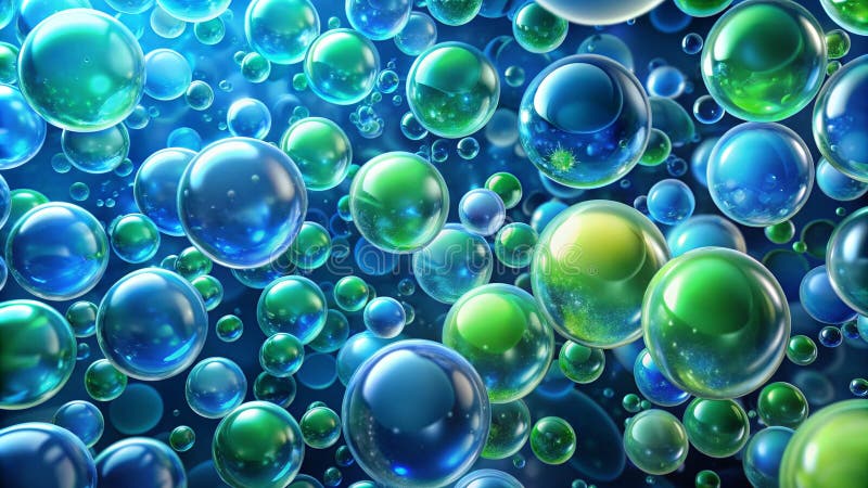 Background with Various Size Blue Green Bubbles AI Generative Stock ...