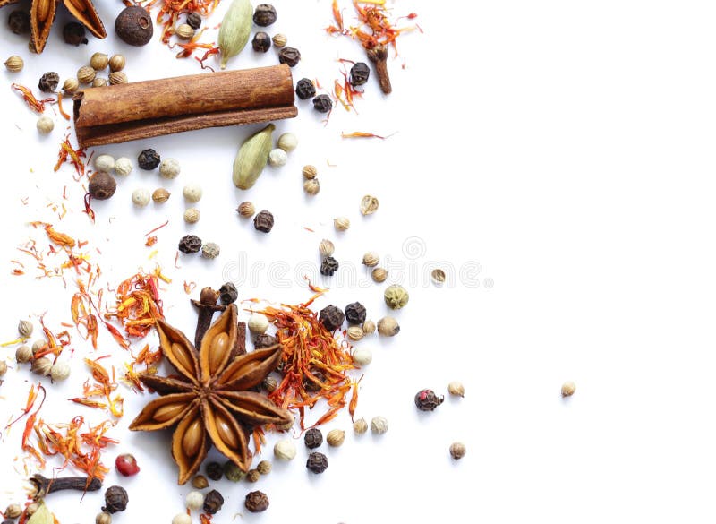 Background of Various Spices Stock Image - Image of cinnamon, space ...
