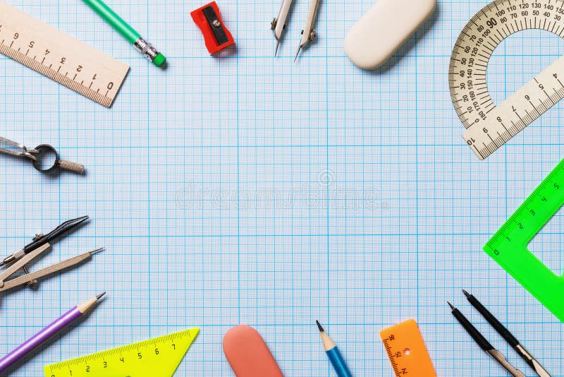 Background from Various Tools on Drawing Paper with Scale Coordinates ...