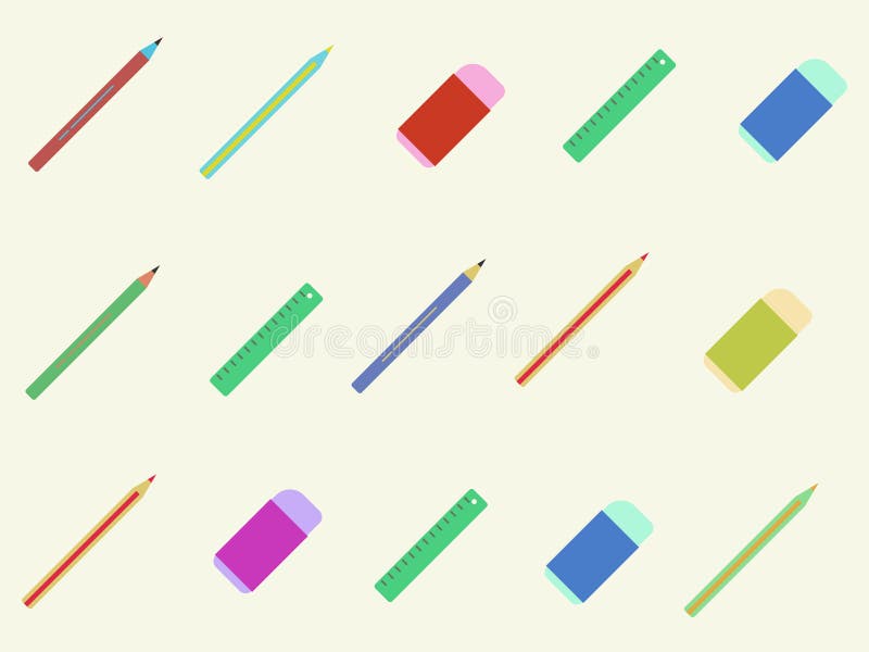 Background of Various Writing Materials Stock Vector - Illustration of ...