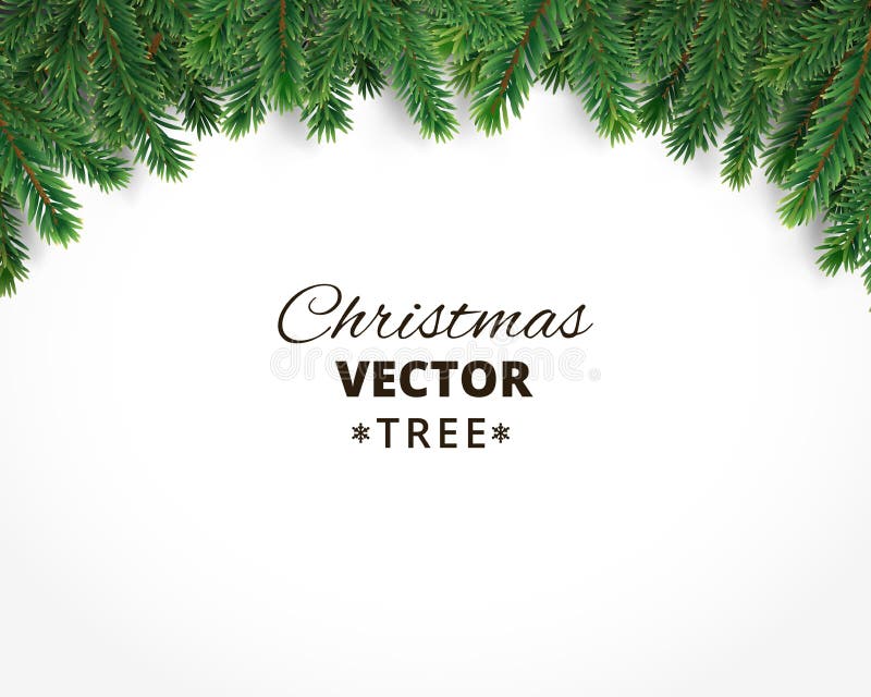 Realistic Fir-tree Sparkling Rectangle Border with Red Bow and Bells on ...