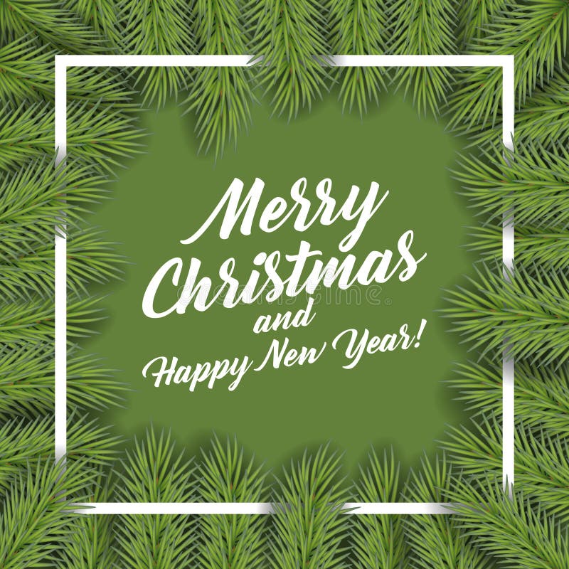 Background with Vector Christmas Tree Branches and Space for Text Stock ...