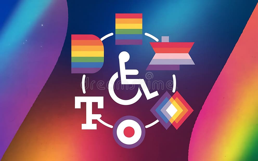 Background with Vibrant Icons Representing Equality and Disability ...