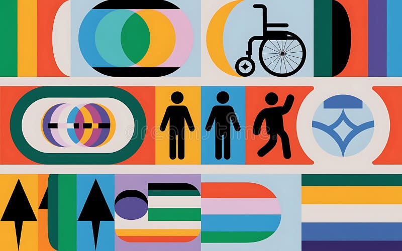Background with Vibrant Icons Representing Equality and Disability ...
