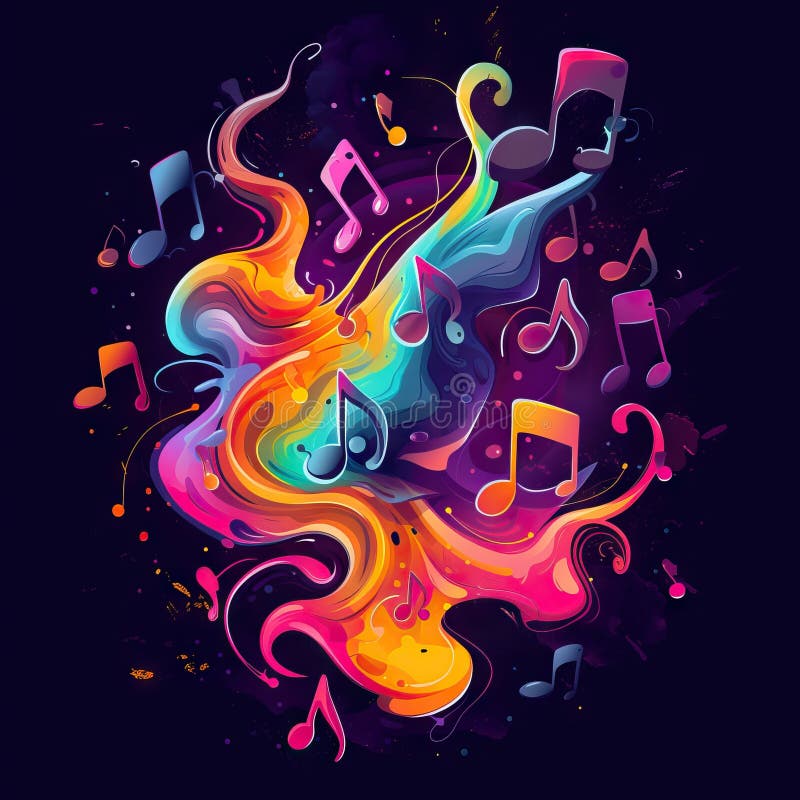 Background of Vibrant Music Splash. Generative AI Stock Illustration ...
