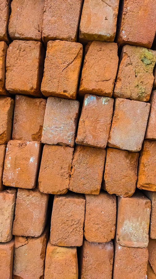 Background View of Red Bricks Stock Image - Image of textured, cobble ...