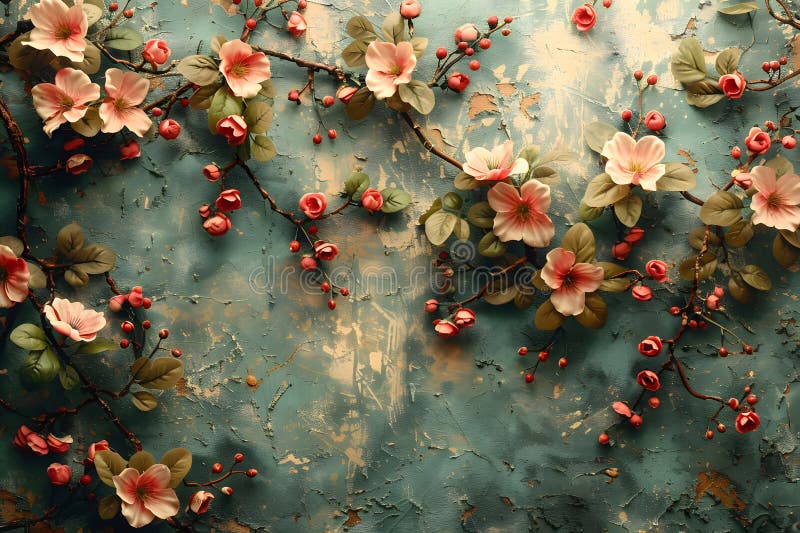 Background with Vintage Floral Pattern in Muted Tones with Delicate ...