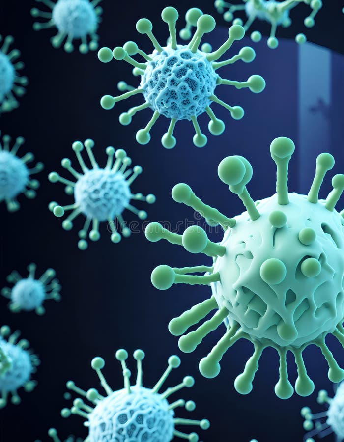 Background with Viruses, Microscopic View of Floating Virus Cells ...