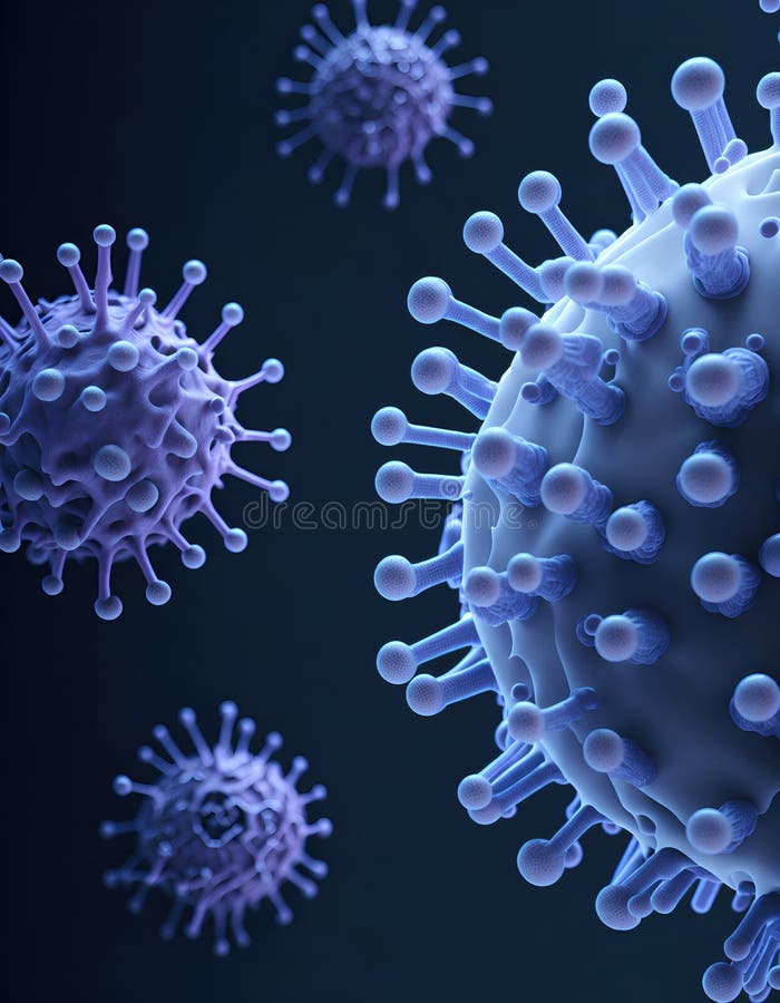 Background with Viruses, Microscopic View of Floating Virus Cells ...