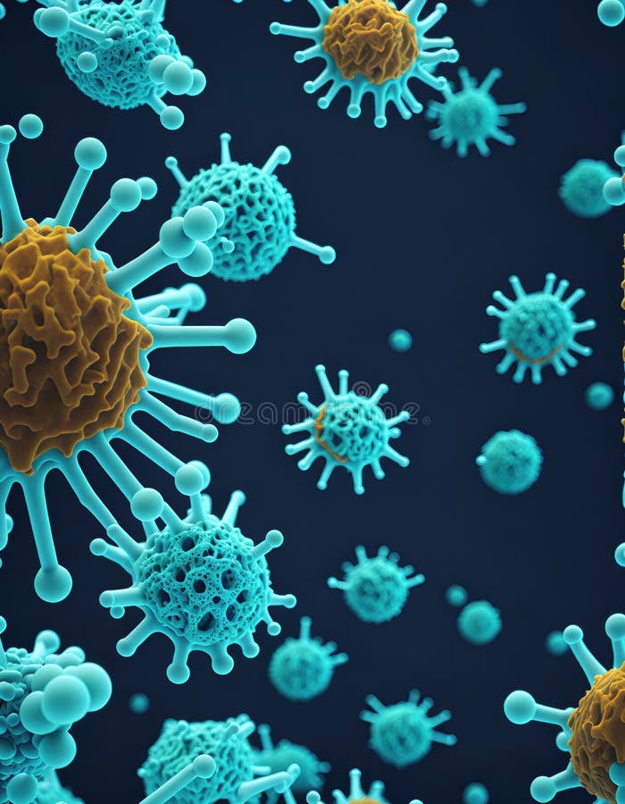 Background with Viruses, Microscopic View of Floating Virus Cells ...
