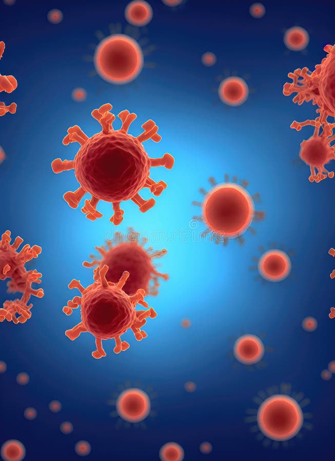 Background with Viruses, Microscopic View of Floating Virus Cells ...