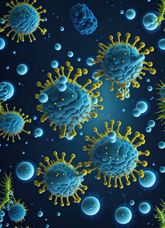Background with Viruses, Microscopic View of Floating Virus Cells ...