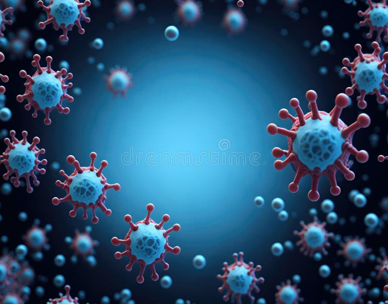 Background with Viruses, Microscopic View of Floating Virus Cells ...