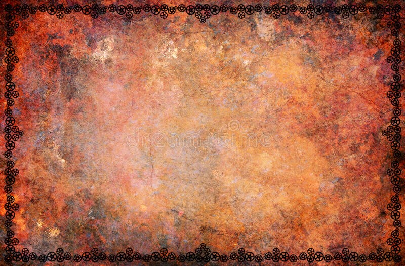 Orange Grunge Steampunk Background Border Stock Photo - Image of vivid ...