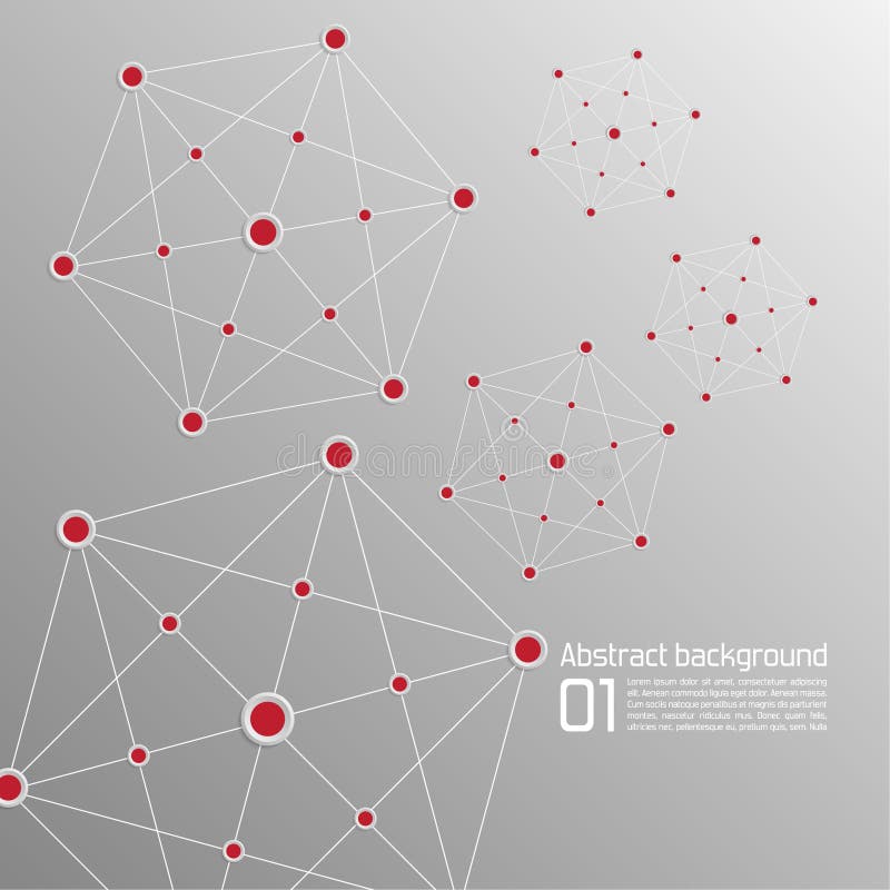 Background with Volume Paper with Red Dots Interconnected. Stock Vector ...