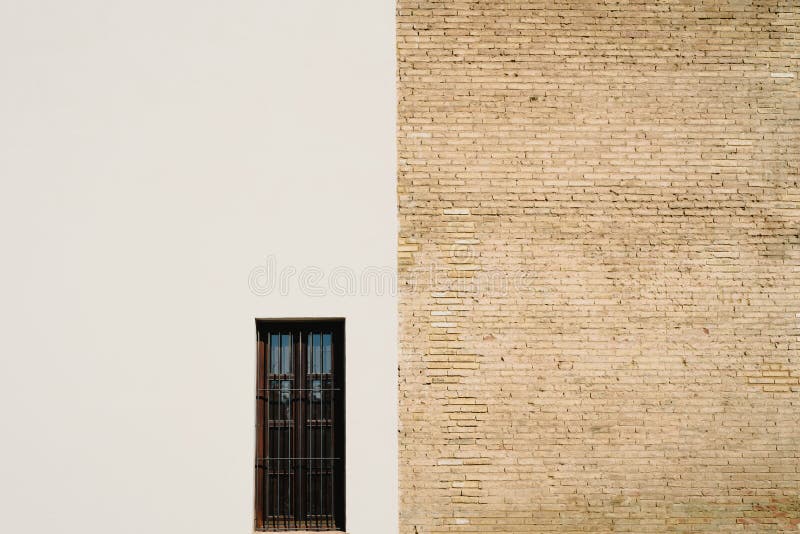 Background of a Wall Half White and Half with Bricks, Divided into Two ...