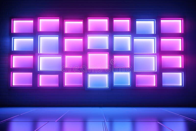 Background Wall Made of Glowing Tv Screens, 3d Unreal Render, Vibrant ...