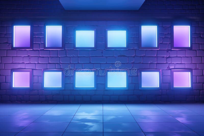 Background Wall Made of Glowing Tv Screens, 3d Unreal Render, Vibrant ...