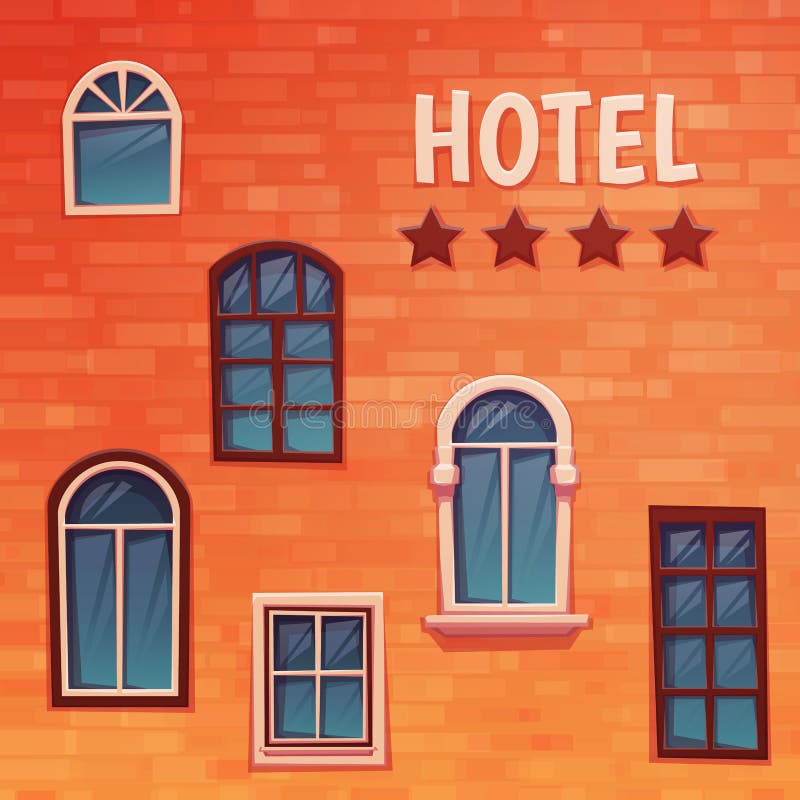 Background of Wall with Windows and Hostel Title Stock Vector ...