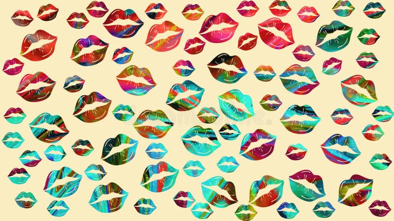 Background Wallpaper Frame Pattern Lips Mix Color Stock Illustration ...