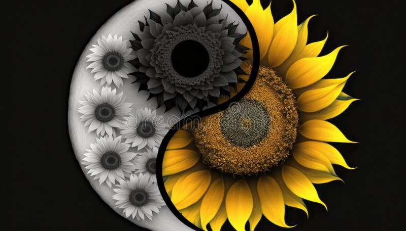 Background Wallpaper Nature and Sunflower Yin-yang Generative AI Stock ...