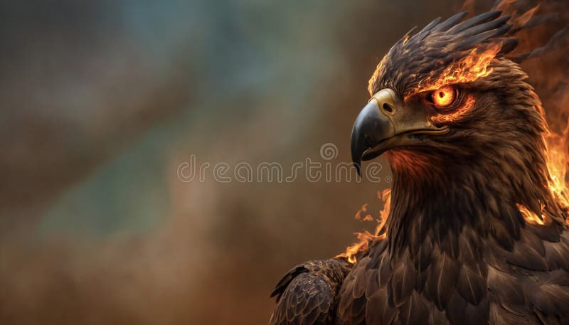 Background Wallpaper with Portrait of a Eagle on Fire Stock ...